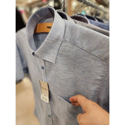 레노마 25년 고 퀄리트 초 경량 린넨 혼방 슬럽 반팔 셔츠 RPUSG0-604-BU GY 블루 95 - 에누리 가격비교